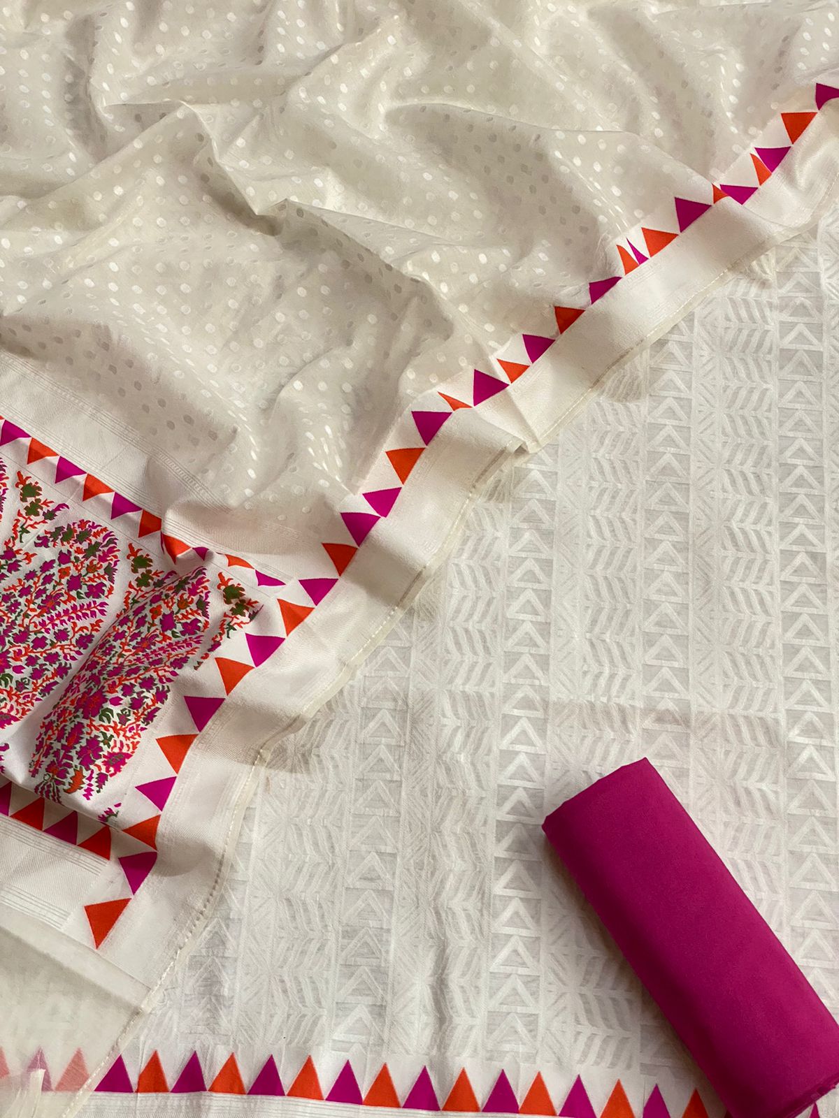 Pure Banarasi Resham Cotton Weaved Unstitched Suit With Resham Cotton ...