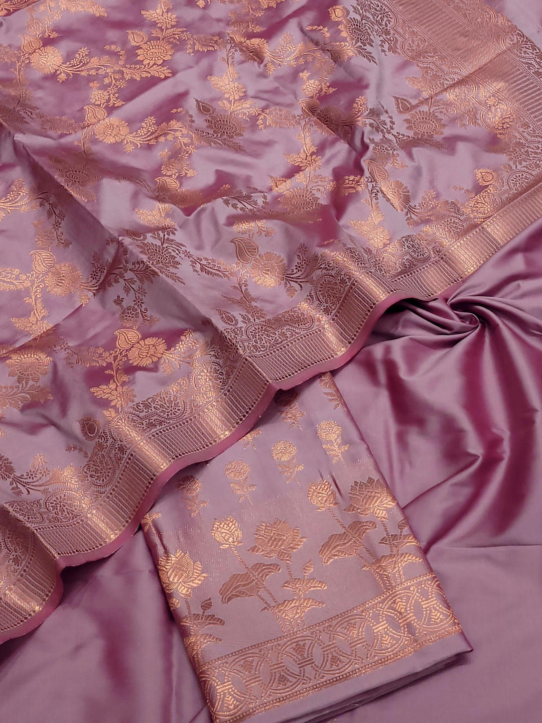 Pure Banarasi Silk Zari Weaved Unstitched Suit With Dupatta Fab Persona