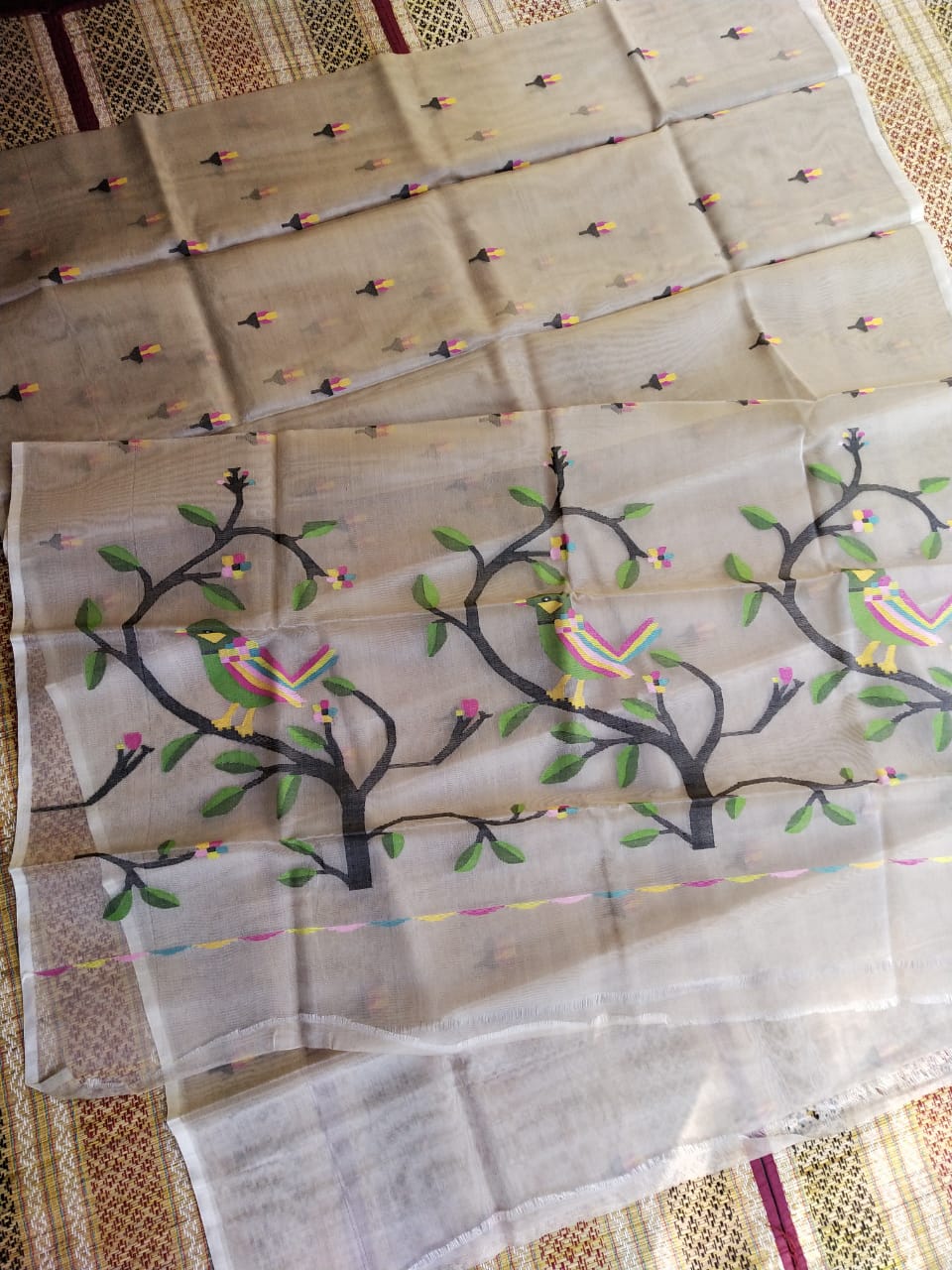 Pure Moslin jamdani Saree ( Length- 6.3 meter ) – fab-persona