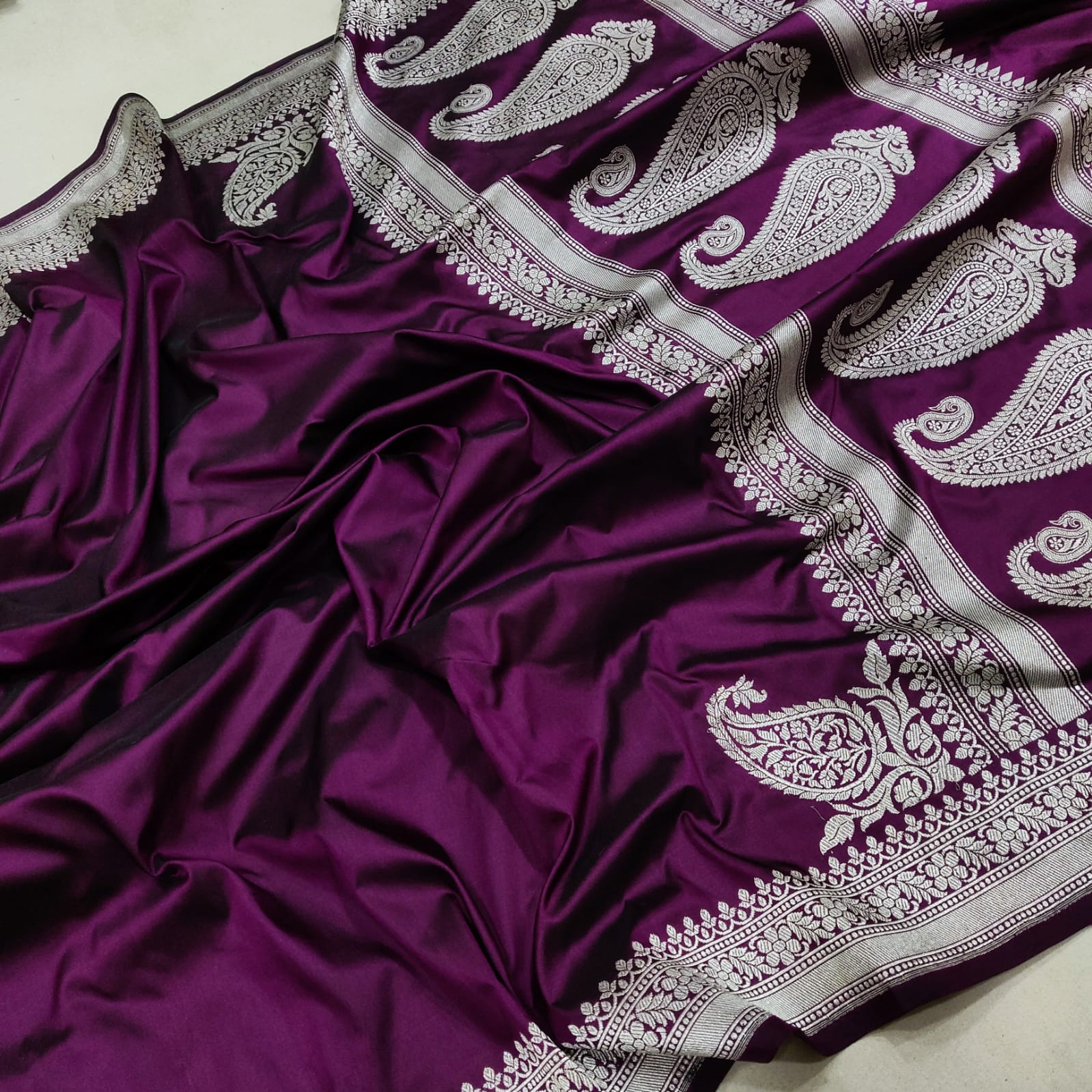 Pure Katan silk Koniya Border with silver Zari work saree |LIMITED COL ...