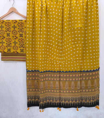 Ajrakh Unstitched Suits | Handblock Natural Dye Suit Material – fab-persona