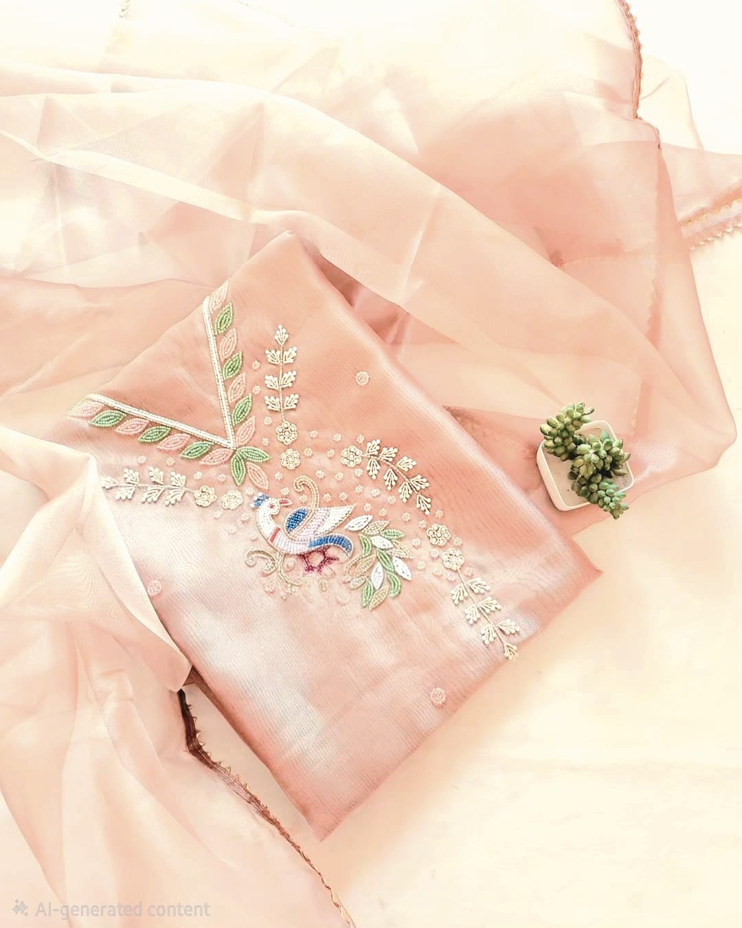 Organza Pearl Hand Work Unstitched Suit With Organza Dupatta . – fab ...