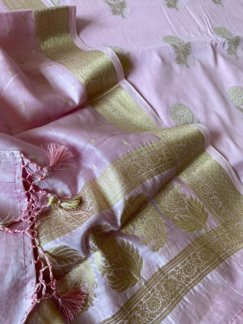 Pure Banarasi Chanderi Alfi Buti Weaved Unstitched suit With chanderi ...
